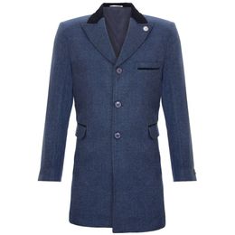 Herren 3/4 lange Marine Crombie Mantel Jacke Fischgr&auml;ten-Tweed-Mantel Peaky Blinder