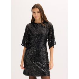 bonprix Paillettenkleid mit Schleifendetail, schwarz, Gr.40/42 (M), feminines Paillettenkleid mit tieferem Ausschnitt hinten und Schleifendetail am R&uuml;cken