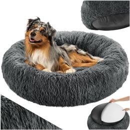 TecTake&reg; Hundebett, rund mit langem Pl&uuml;sch, rutschfeste Unterseite, waschbar