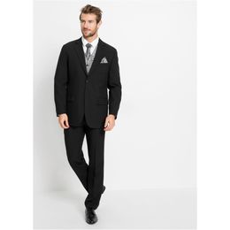 bonprix Anzug mit Weste Krawatte und Einstecktuch (5tlg. Set), schwarz, Gr.56, Formeller 5-tlg. Anzug mit edlem Plastron