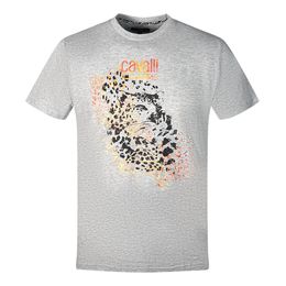 Cavalli Class Leopardenmuster Silhouette Graues T-Shirt