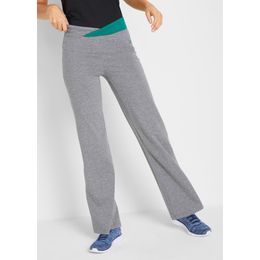bonprix Baumwoll-Sporthose Bootcut (2er Pack), grau, Gr.44/46 (L), Ausgestellte Baumwoll-Sporthose aus einem Stretch Material (2er Pack), grau meliert: 67% Baumwolle (organic)