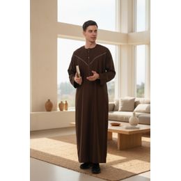 Herren Braun Eid Marokkanischer Thobe Robe Djellaba Ramadan Eid Jubba LFS- HM10