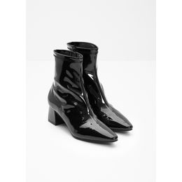 bonprix Stiefeletten in Lack-Optik, schwarz, Gr.41, Elegante Lack Stiefelette mit flexiblem Schaft, aus Lack