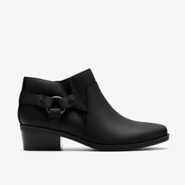 Clarks Danyelle Gema Schwarze &Ouml;lige Lederstiefel