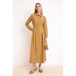 Braunes, flaches, langes, l&auml;ssiges/alltagstaugliches A-Linien-Hijab-Kleid f&uuml;r Damen