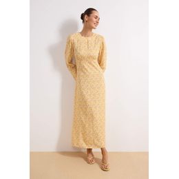 Langes, gebl&uuml;mtes Maxikleid f&uuml;r Damen, l&auml;ssig/alltagstauglich, A-Linie, Hijab-Stil