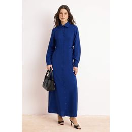 Marineblaues, flaches, langes, l&auml;ssiges/alltagstaugliches A-Linien-Hijab-Kleid f&uuml;r Damen