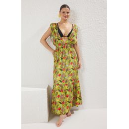 Sehr farbenfrohes, gerades, &auml;rmelloses Maxi-Strandkleid f&uuml;r Damen