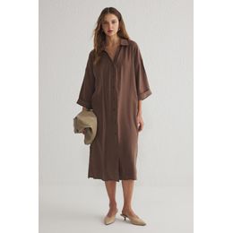 Damen-Midikleid, schlicht, Dreiviertel&auml;rmel, l&auml;ssig, lockere Passform