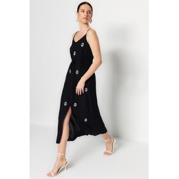 Damen-Unifarbenes langes Spaghettitr&auml;gerkleid, l&auml;ssig, normale Passform