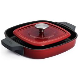 Grillpfanne Woll "Iron", rot, B:24cm H:4,5cm L:24cm &Oslash;:24cm, Pfannen, 24x24 cm, Induktion
