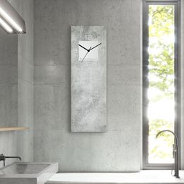 Wanduhr Bruno Banani "Beton auf Glas", grau, B:20cm H:60cm T:1,8cm, Wanduhren, Wanduhr, wahlweise mit Quarz- oder Funkuhrwerk, lautlos ohne Tickger&auml;usche