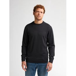 Rundhalspullover PETROL INDUSTRIES, Herren, Gr. M, schwarz (deep schwarz), Strick, Obermaterial: 50% Baumwolle, 50% Polyacryl, regular fit h&uuml;ftbedeckend, Rundhals, B&uuml;ndchen, Pullover Rundhalspullover, Materialmix mit Baumwollanteil
