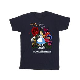 Disney - "Alice In Wonderland Flowers" T-Shirt f&uuml;r Herren (Marineblau)