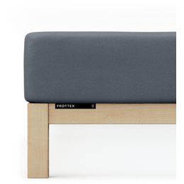 Bettlaken Schlafgut "Frottex Spannbettlaken", grau (grau deep), L:200cm, Frottee, Obermaterial: 75% Baumwolle, 25% Polyester, Bettlaken, Bettlaken, MADE IN GREEN by OEKO-TEX
