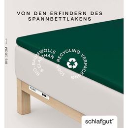 Spannbettlaken Schlafgut "PURE TOPPER Bio-Baumwolle mit Elasthan 170 g/m&sup2; f&uuml;r Topper bis 10 cm", gr&uuml;n (gr&uuml;n deep), 1 Stk., Jersey-Elasthan, 120-130x200-220 10cm, Jersey-Elasthan, Obermaterial: 95% Baumwolle, 5% Elasthan, Bettlaken, Spannbettlaken, PREMIUM Laken f&uuml;r Matratzen bis 10 cm H&ouml;he, dehnbar, blickdicht