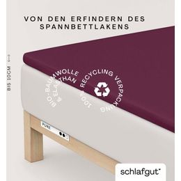 Spannbettlaken Schlafgut "PURE TOPPER Bio-Baumwolle mit Elasthan 170 g/m&sup2; f&uuml;r Topper bis 10 cm", lila (lila deep), 1 Stk., Jersey-Elasthan, 140-160x200-220 10cm, Jersey-Elasthan, Obermaterial: 95% Baumwolle, 5% Elasthan, Bettlaken, Spannbettlaken, PREMIUM Laken f&uuml;r Matratzen bis 10 cm H&ouml;he, dehnbar, blickdicht