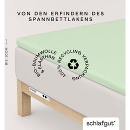 Spannbettlaken Schlafgut "PURE TOPPER Bio-Baumwolle mit Elasthan 170 g/m&sup2; f&uuml;r Topper bis 10 cm", gr&uuml;n (gr&uuml;n light), 1 Stk., Jersey-Elasthan, 140-160x200-220 10cm, Jersey-Elasthan, Obermaterial: 95% Baumwolle, 5% Elasthan, Bettlaken, Spannbettlaken, PREMIUM Laken f&uuml;r Matratzen bis 10 cm H&ouml;he, dehnbar, blickdicht