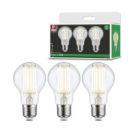 Paulmann LED-Leuchtmittel "Eco-Line Filament 230V LED Birne E27 3er-Pack 1055lm 5W 3000K Klar", Energieeffizienz: A (A-G), transparent, L:10,6cm &Oslash;:6cm, Leuchtmittel