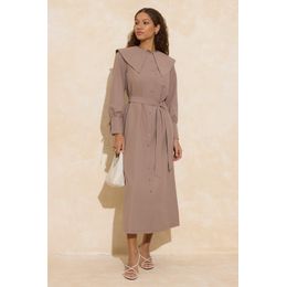Braunes, flaches, langes, l&auml;ssiges/alltagstaugliches A-Linien-Hijab-Kleid f&uuml;r Damen