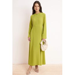 Gr&uuml;nes, flaches, langes, l&auml;ssiges/alltagstaugliches A-Linien-Hijab-Kleid f&uuml;r Damen