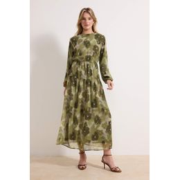 Langes, gebl&uuml;mtes Maxikleid f&uuml;r Damen, l&auml;ssig/alltagstauglich, A-Linie, Hijab-Stil