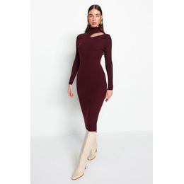 Damen Unifarbene Midi-Lange L&auml;ssige Slim-Fit Kleider