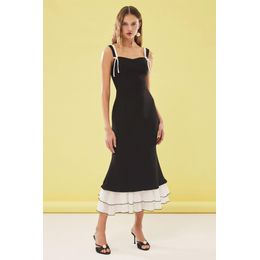 Mehrfarbiges, einfarbiges, mittellanges Spaghettitr&auml;ger-Kleid f&uuml;r Damen, elegant/figurbetont