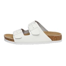 EVER AU Frauen Mallard Leder Zwillingsschnalle Sandalen - Wei&szlig;es Leder