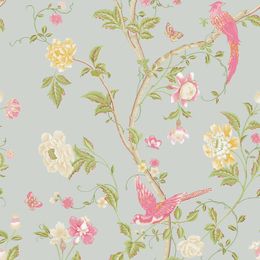 Vliestapete Laura Ashley "Summer Palace", blau (hellblau), B:0,52m L:10m, Vlies, Tapeten, FSC zertifiziert, mit lebhaftem Druck, 10 Meter L&auml;nge