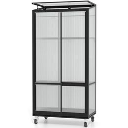 Gew&auml;chshaus Vitavia "HKP4mm", schwarz, B:81cm H:168,2cm T:43cm, Gew&auml;chsh&auml;user, Balkongew&auml;chshaus mit Stahlfundament