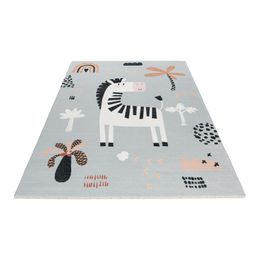 Kinderteppich Obsession "My Greta 624", bunt, B:115cm H:6mm L:170cm, Baumwolle, Teppiche, Kinderteppich, bedruckt, Zebra Motiv, waschbar, mit Fransen, Kinderzimmer