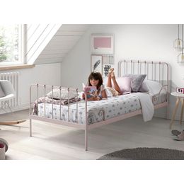 Jugendbett Vipack "Alice, Bettgestell Metall, pulverbeschichtet, in zeitlosem Design", rosa, B:94cm H:91cm L:205cm, Betten, Jugendbett, Metallbett inkl. Lattenrost, stabil und standfest