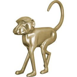 Tierfigur Gilde "Skulptur Monkey", gold (goldfarben), B:41cm H:45cm T:11cm, Aluminium, Dekofiguren