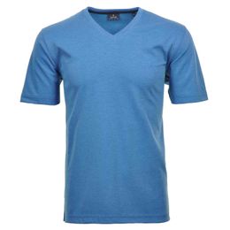 T-Shirt Ragman, Herren, Gr. M, blau (aqua, 702), Jersey, 70% Baumwolle 30% Polyester, regular fit, V-Ausschnitt, Shirts T-Shirt