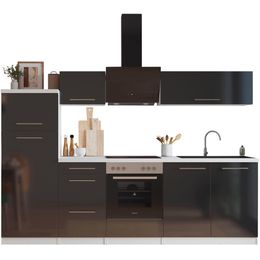 K&uuml;che respekta "Amanda", schwarz (k&uuml;che: schwarz, front: schwarz, korpus: wei&szlig;, arbeitsplatte: wei&szlig;), B:270cm H:200cm T:60cm, Komplettk&uuml;chen-Sets, Breite 270 cm, mit Soft-Close, exklusiver Konfiguration f&uuml;r OTTO