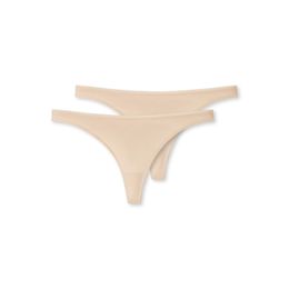 T-String Schiesser "95/5", Damen, Gr. 38, beige (410, sand), Single Jersey, Obermaterial: 95% Baumwolle, 5% Elasthan, eng, Unterhosen, mit besonders flachen N&auml;hten