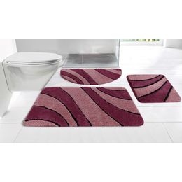 Badematte OTTO HOME "Anna, Badvorleger, Badezimmer Teppich" Gr. 61, rot (bordeaux, beere), H:16mm, Polyester, Badematten, Badematte, Badteppich, Hoch Tief Effekt, Modern, Weich, Wellen