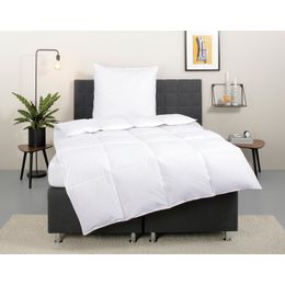 Daunenbettdecke + Kopfkissen OTTO HOME "Cyra Set, Bettdecke 135x200 & 155x220 cm mit Kissen 80x80 cm", wei&szlig;, B/L: 155cm x 220cm Anzahl Teile 1, B/L: 40cm x 80cm Anzahl Teile 1, Bezug: Baumwolle F&uuml;llung: Entendaune/-feder, extrawarm, Bettdecken Bezug: 100% Baumwolle. Kopfkissen Bezug: 100% Baumwolle. Bettdecken F&uuml;llung: 70% Entendaune, 30% Entenfeder. Kopfkissen F&uuml;llung: 90% Entenfeder, 10% Entenda