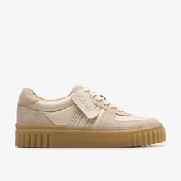 Clarks Mayhill Spitze Sand Kombination Leder Schuhe