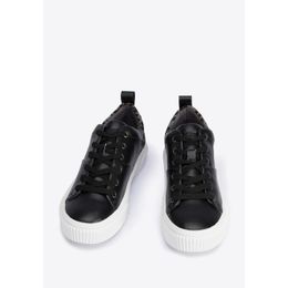 Wittchen Damen-Sneaker aus Leder mit Leopardenmuster, schwarzes Naturleder
