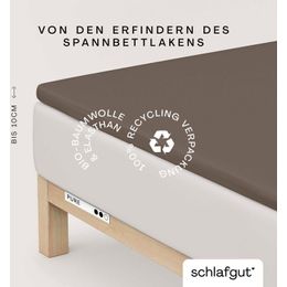 Spannbettlaken Schlafgut "PURE TOPPER Bio-Baumwolle mit Elasthan 170 g/m&sup2; f&uuml;r Topper bis 10 cm", beige (sand deep), 1 Stk., Jersey-Elasthan, 90-100x200-220 10cm, Jersey-Elasthan, Obermaterial: 95% Baumwolle, 5% Elasthan, Bettlaken, Spannbettlaken, PREMIUM Laken f&uuml;r Matratzen bis 10 cm H&ouml;he, dehnbar, blickdicht