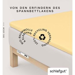 Spannbettlaken Schlafgut "PURE TOPPER Bio-Baumwolle mit Elasthan 170 g/m&sup2; f&uuml;r Topper bis 10 cm", gelb (gelb mid), 1 Stk., Jersey-Elasthan, 90-100x200-220 10cm, Jersey-Elasthan, Obermaterial: 95% Baumwolle, 5% Elasthan, Bettlaken, Spannbettlaken, PREMIUM Laken f&uuml;r Matratzen bis 10 cm H&ouml;he, dehnbar, blickdicht