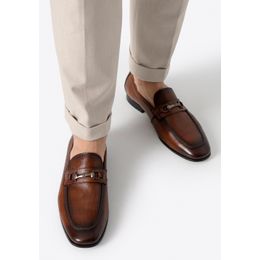 Wittchen Herren-Lederslipper mit G&uuml;rtelschnalle, Hellbraun, Naturleder