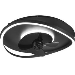 REALITY LEUCHTEN LED Deckenleuchte "SORTLAND Deckenventilator mit Beleuchtung Fernbedienung 3 Stufen Timer", schwarz (schwarz matt), 1, &Oslash; 50cm H: 15cm, 1 Stk., Leuchten, LED Ventilator dimmbar CCT Memory Nachtlicht Sommer- & Winterfunktion, LED Deckenleuchte