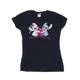 Disney - "Lilo And Stitch Ohana Heart With Angel" T-Shirt f&uuml;r Damen (Marineblau)