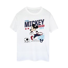 Disney - "Mickey Mouse Team Mickey Football" T-Shirt f&uuml;r Damen (Wei&szlig;)