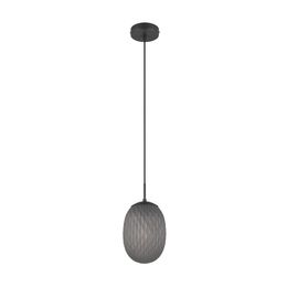 Trio LEUCHTEN Pendelleuchte "FACETTE, H&auml;ngeleuchte mit facettiertem Glasschirm in rauchgrau &Oslash; 18cm", farbig, schwarz matt, 1, &Oslash; 17,5cm H: 150cm, 1 Stk., Leuchten, exkl. Leuchtmittel E27 max 25W, H&ouml;he einstellbar max 150cm, Pendelleuchte
