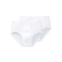 Slip Schiesser "Original Classics", Herren, Gr. 8, wei&szlig; (100, wei&szlig;), Doppelripp, Obermaterial: 100% Baumwolle, unifarben, k&ouml;rpernah, Unterhosen Slip, mit Eingriff